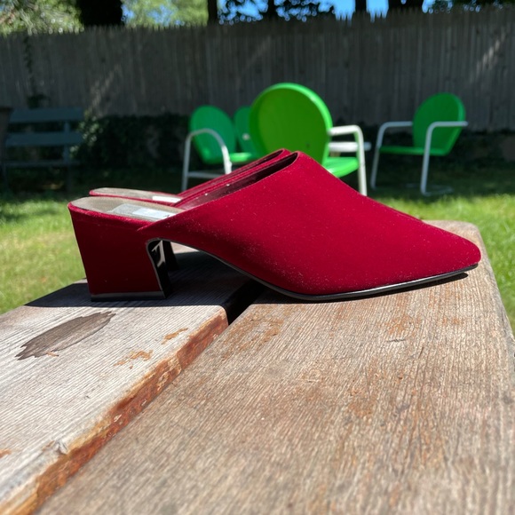 Vintage | Shoes | Vintage Chunky Heel Burgundy Mules | Poshmark